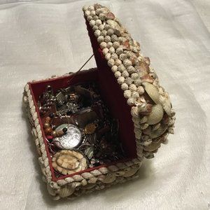 jewelry box | Jewelry | Vintage Seashell Jewelry Box Filled W Lots Of ...